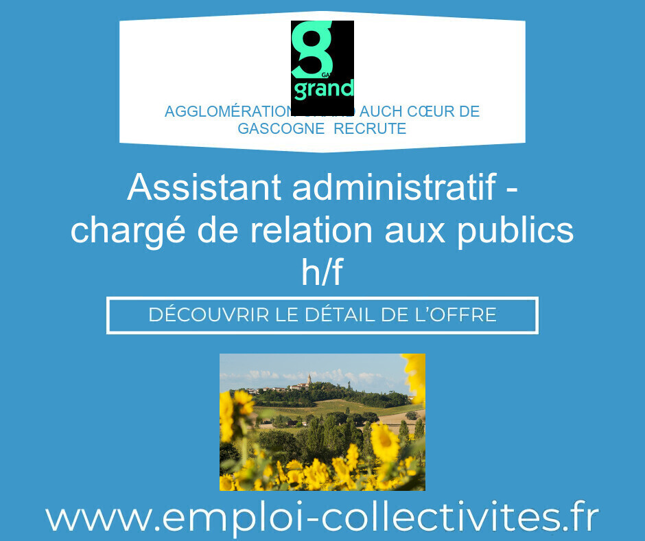 Offre Assistant administratif charge relation aux publics | emploi ...
